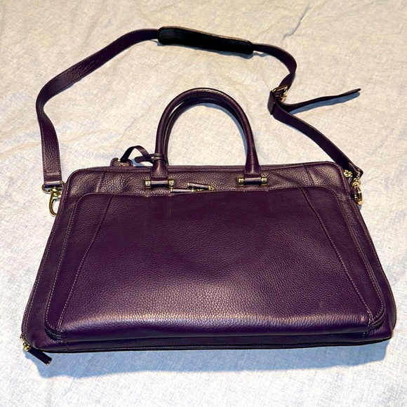 Levenger | Bags | Levenger Purple Leather Leather Brief Casecomputer ...